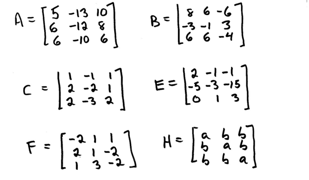 Solved 2. For the following 5 x 5 matrices (a) Determine the | Chegg.com