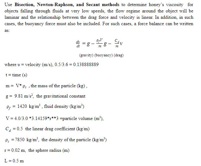 Use Bisection, Newton-Raphson, and Secant methods to | Chegg.com