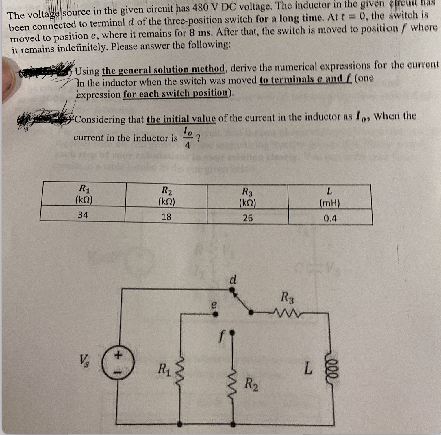 Solved The voltagelsource in the given circuit has 480 ﻿V DC | Chegg.com