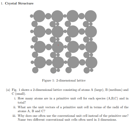 Solved 1. Crystal Structure Figure 1: 2-dimensional lattice | Chegg.com