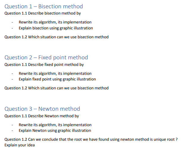 Solved Question 1 - Bisection method Question 1.1 Describe | Chegg.com