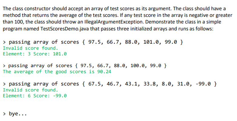 Solved Write a class named TestScores that implements the | Chegg.com