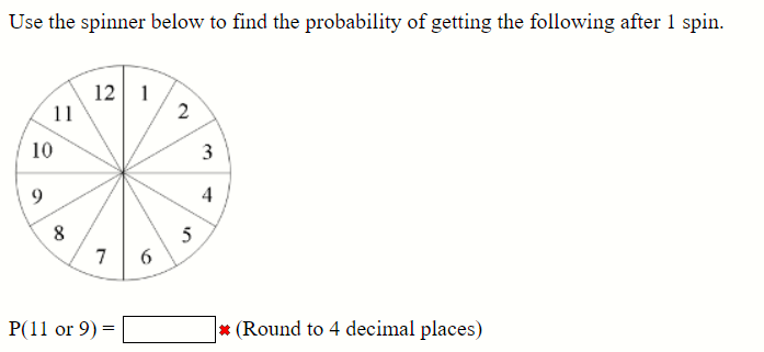 Solved Use the spinner below to find the probability of | Chegg.com