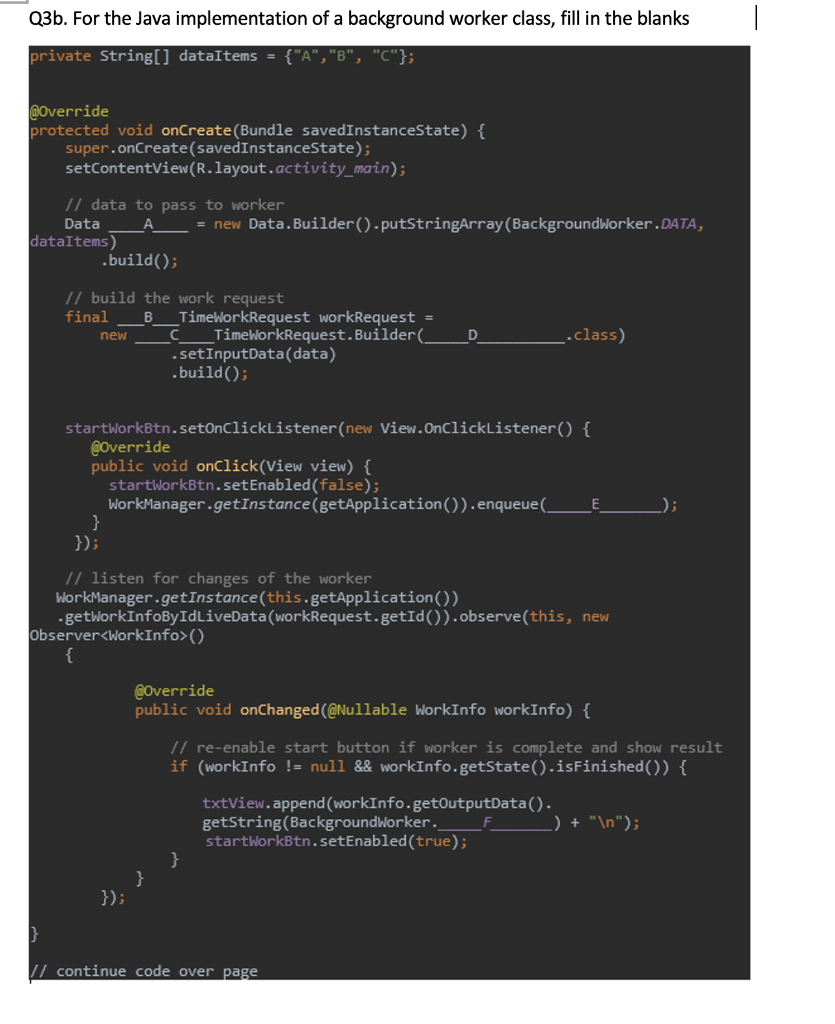 Solved Q3b For The Java Implementation Of A Background 