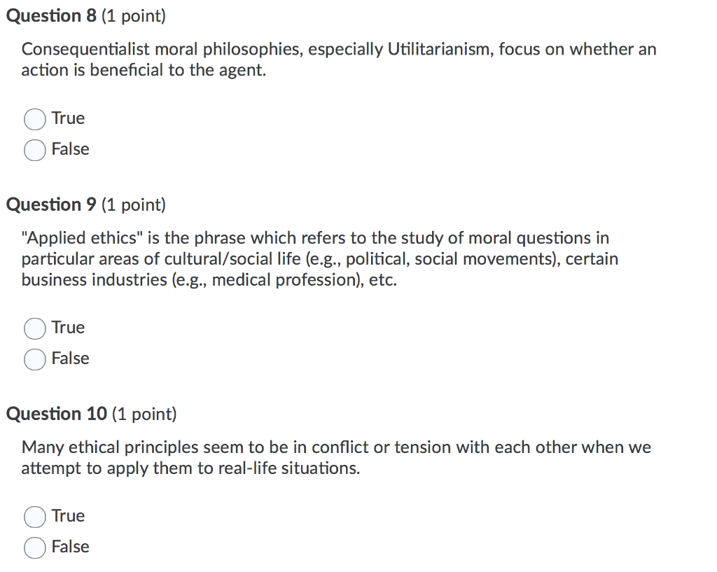 Solved Question 2 (1 point) Normative moral philosophy has | Chegg.com