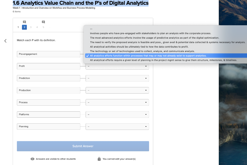 Solved 1.6 Analytics Value Chain and the P's of Digital | Chegg.com