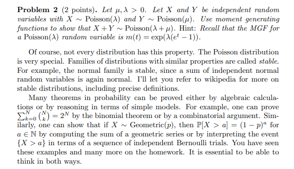 Stable Distributions and the Poisson Process Consider | Chegg.com