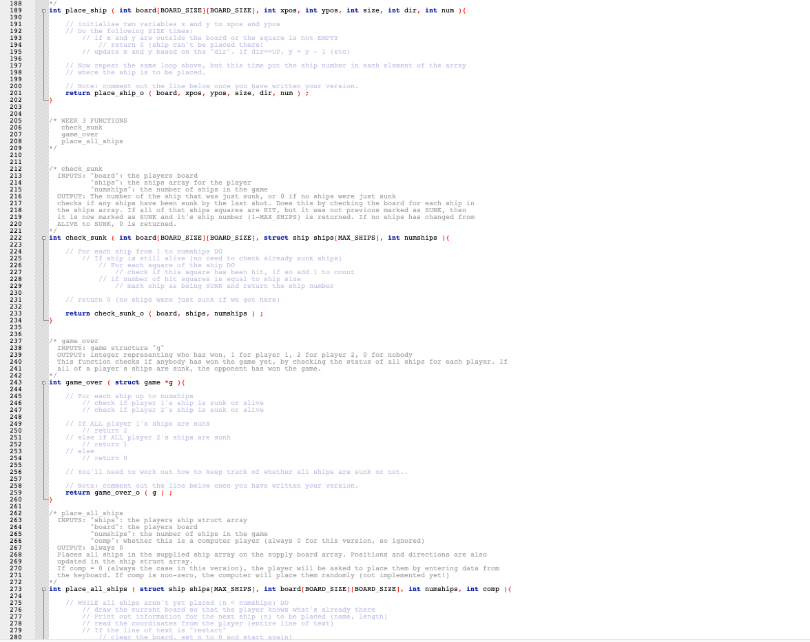 Solved Battleships in C Code - Please help code the blow | Chegg.com