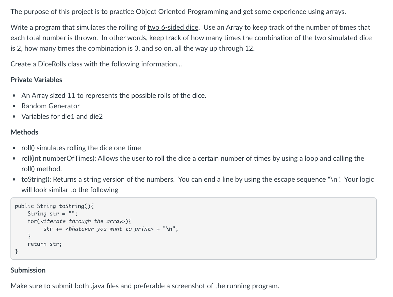 Solved The purpose of this project is to practice Object | Chegg.com