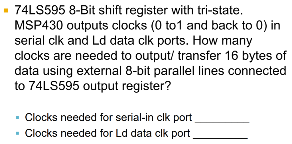 - 74LS595 8-Bit shift register with tri-state. MSP430 | Chegg.com