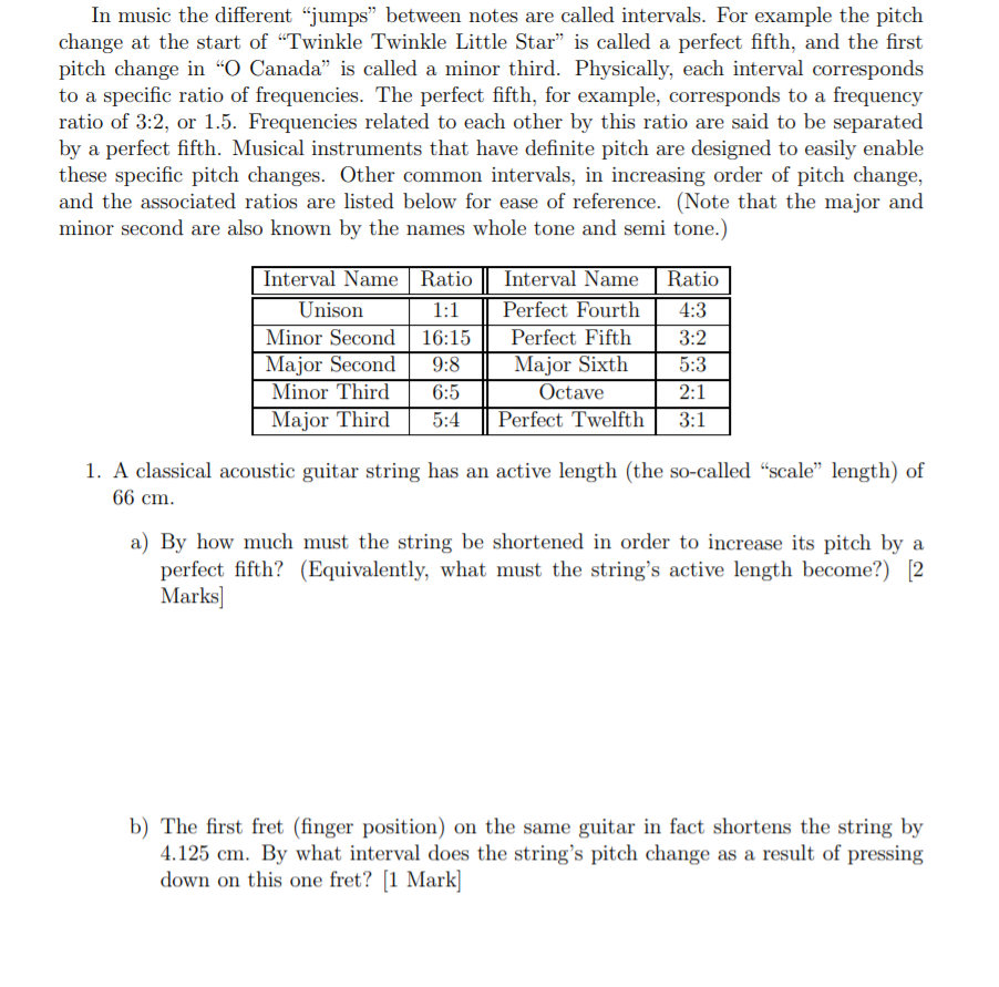 Solved In music the different "jumps" between notes are | Chegg.com