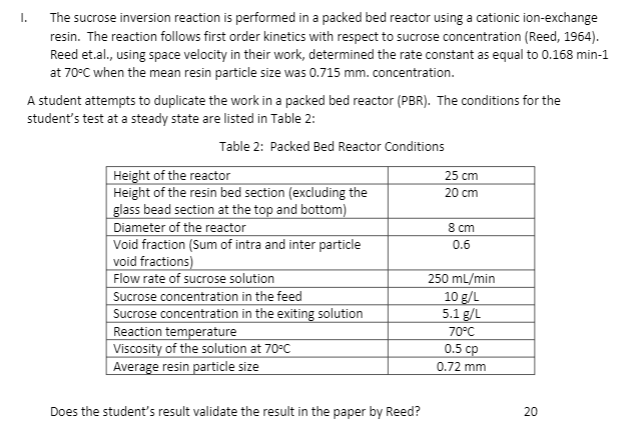 1. The sucrose inversion reaction is performed in a | Chegg.com