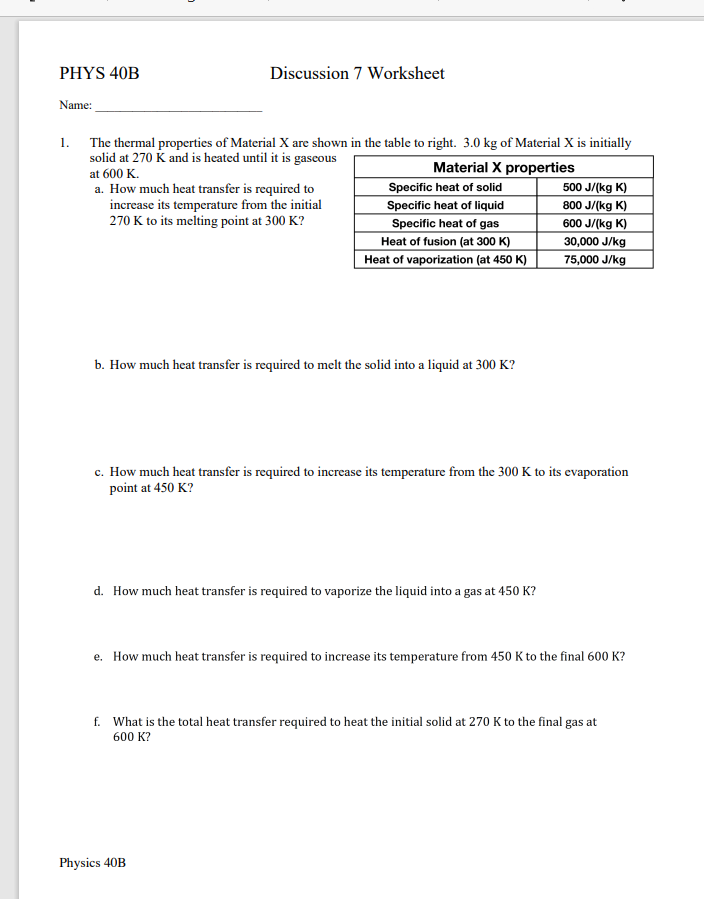Solved PHYS 40B Discussion 7 Worksheet Name: 1. The thermal | Chegg.com
