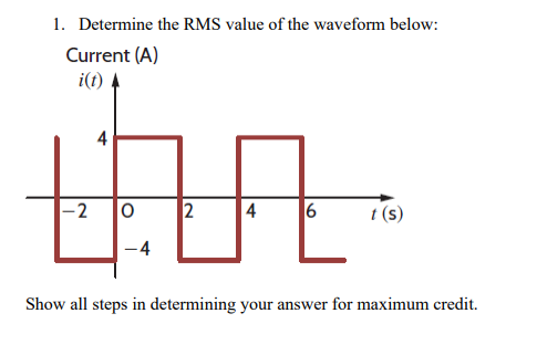 [Solved]: 1. Determine the RMS value of the waveform below