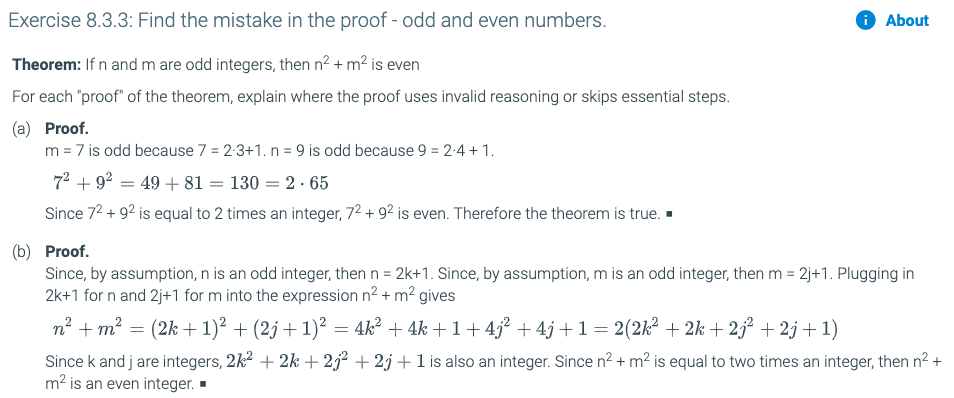 Solved Exercise 8.3.3: Find the mistake in the proof-odd and | Chegg.com