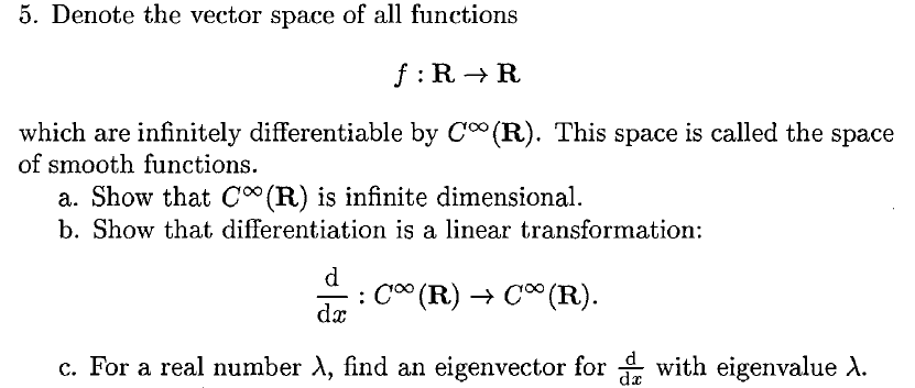 Solved 5 . Denote the vector space of all functions f:R→R | Chegg.com