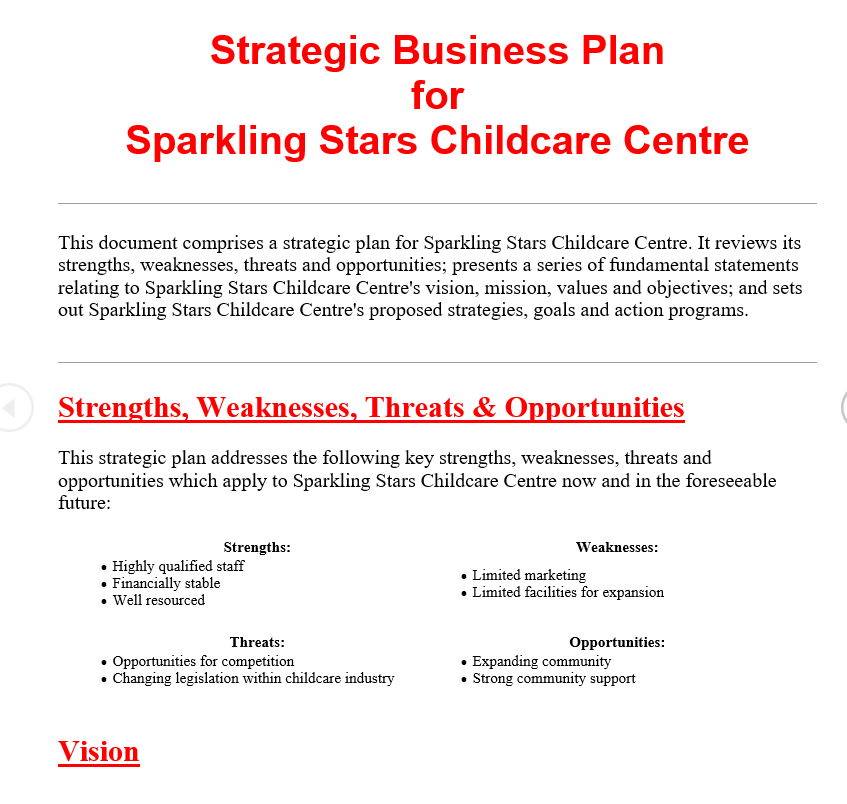 Solved Strategic Business Plan for Sparkling Stars Childcare | Chegg.com