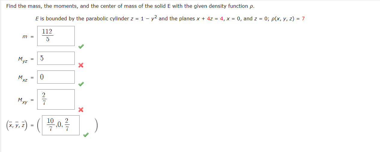 Find the mass, the moments, and the center of mass of | Chegg.com