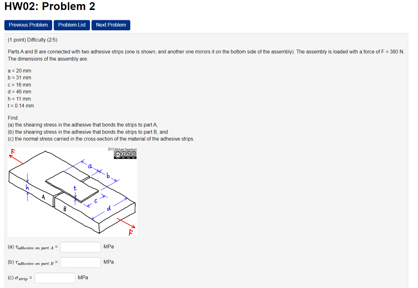 Solved Parts A and B are connected with two adhesive strips | Chegg.com