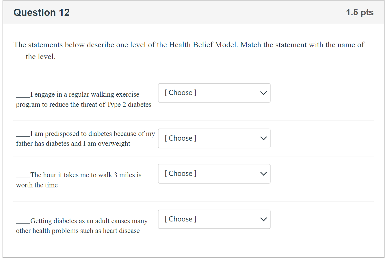 Solved Possible choices are: Perceived Severity, Perceived | Chegg.com