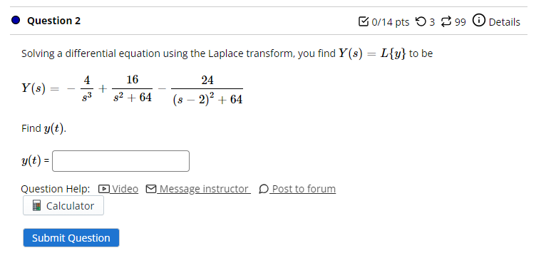 Solved Solving a differential equation using the Laplace | Chegg.com