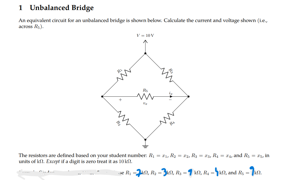Solved 1 ﻿Unbalanced BridgeAn equivalent circuit for an | Chegg.com