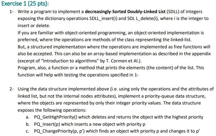 1- Write a program to implement a decreasingly-Sorted | Chegg.com