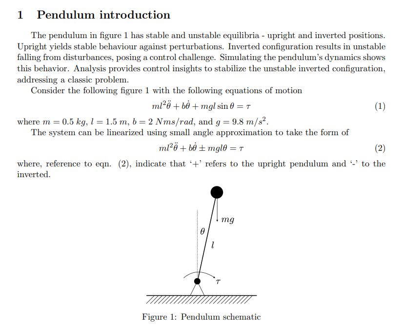 Solved MATLAB Discuss the stability of the upright and | Chegg.com