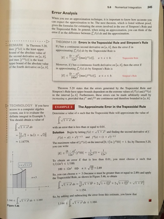 Solved 5.6 Numerical Integration 345 Error Analysis When can | Chegg.com