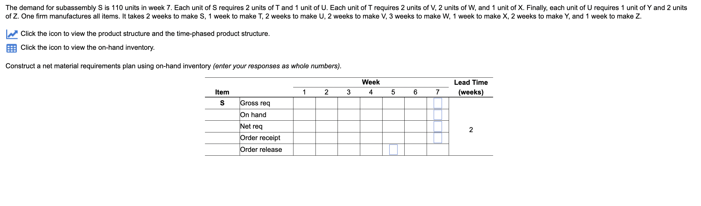 Solved Click the icon to view the product structure and the | Chegg.com