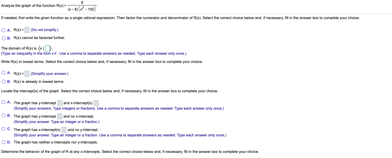 Solved 8 Analyze the graph of the function R(x) = (x-8)(x2 | Chegg.com