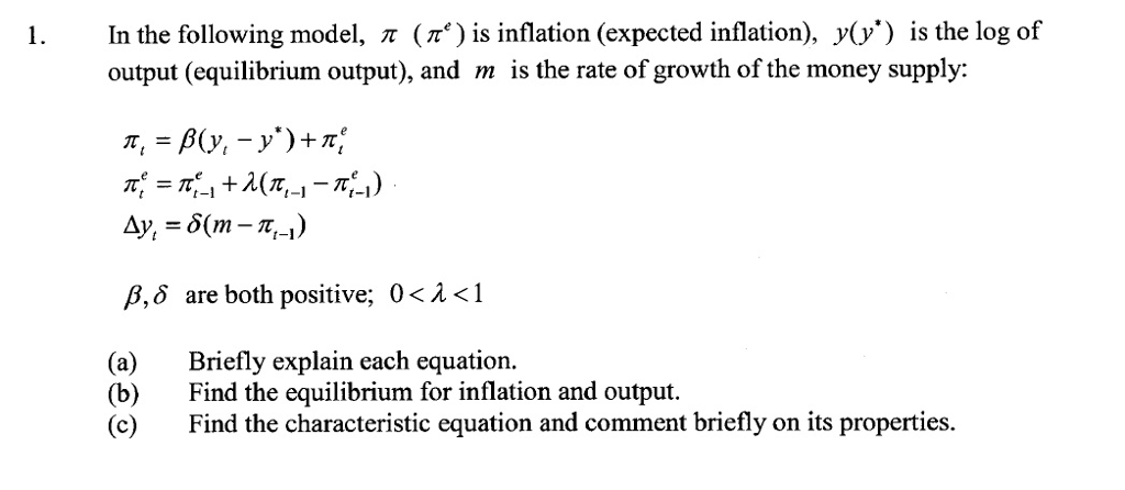In the following model, π ( π*) is inflation | Chegg.com