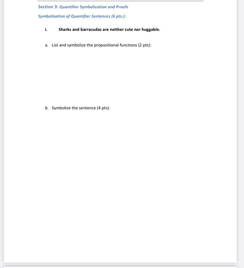 Section 3: Quantifier Symbolization and Proofs | Chegg.com