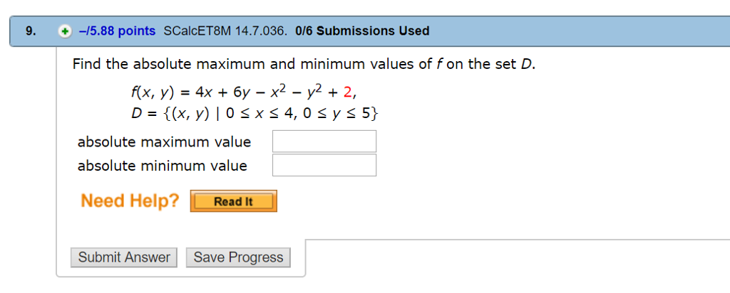 Solved Hi Find The Absolute Maximum And Minimum Values 