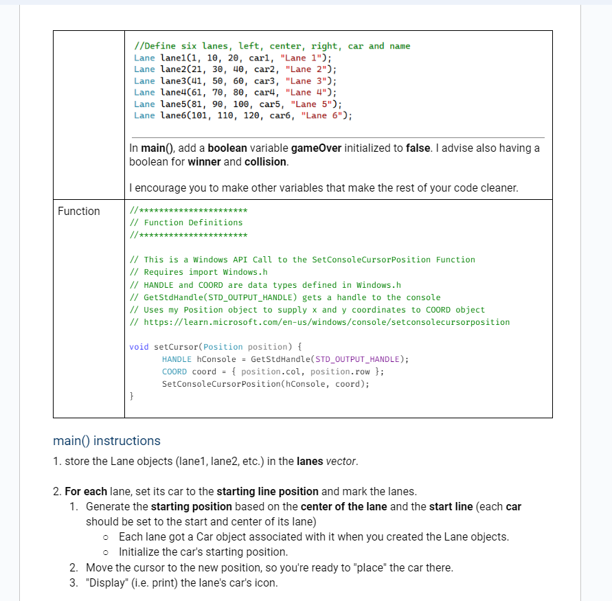 Race Track Project This project will require creating | Chegg.com