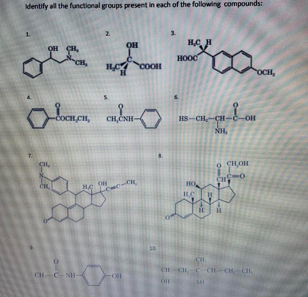 Solved Identify all the functional groups present in each of | Chegg.com