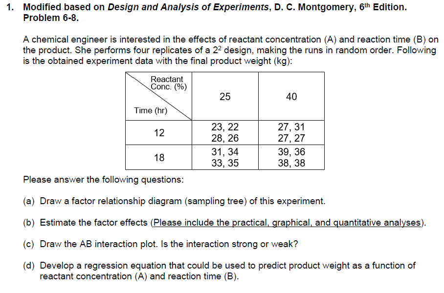 Solved 1. Modified based on Design and Analysis of | Chegg.com