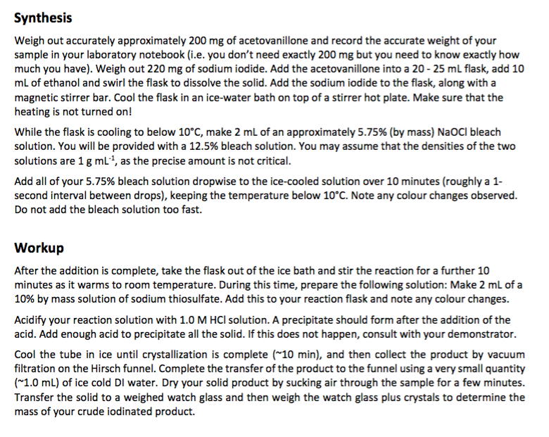 Solved Iodination of acetovanillone (Electrophilic | Chegg.com