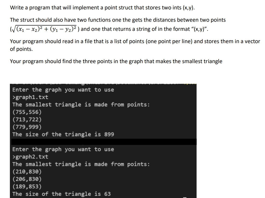 Solved Write a program that will implement a point struct | Chegg.com