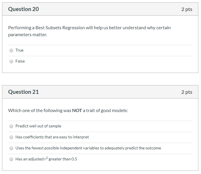 Solved Question 20 2 pts Performing a Best Subsets | Chegg.com