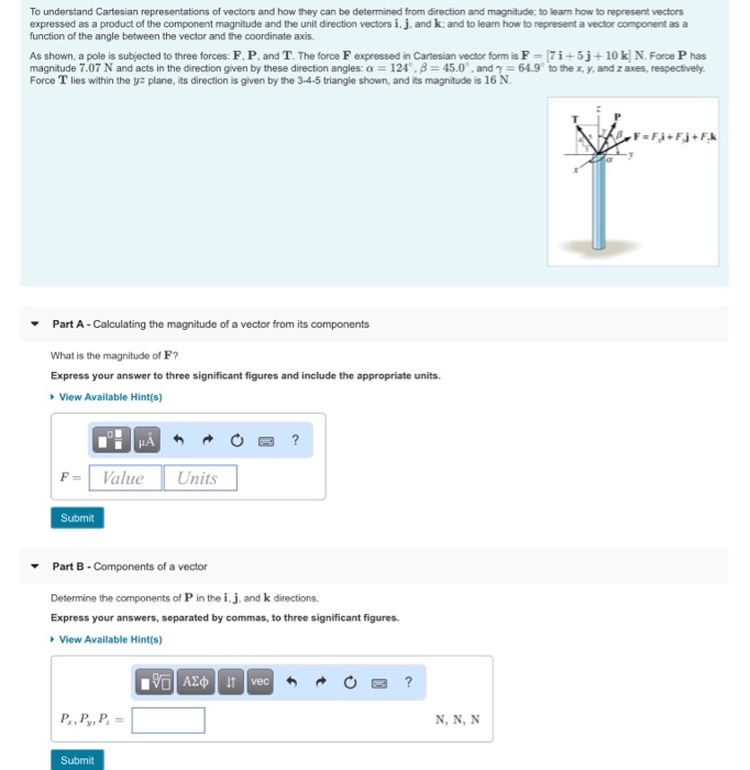 Solved To understand Cartesian representations of vectors | Chegg.com