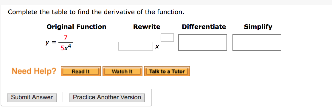 Solved Complete the table to find the derivative of the | Chegg.com