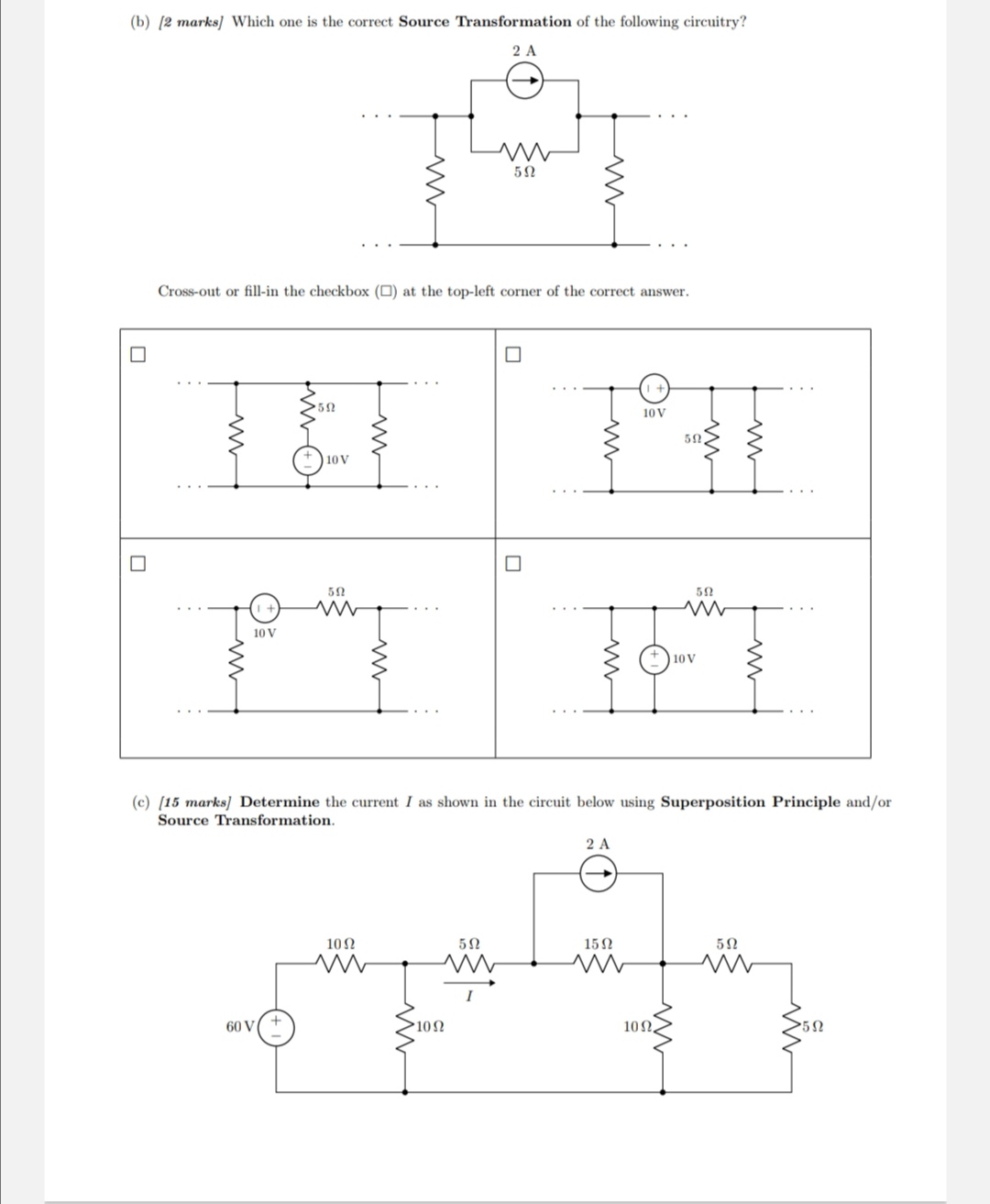 Solved (b) [2 marks] Which one is the correct Source | Chegg.com