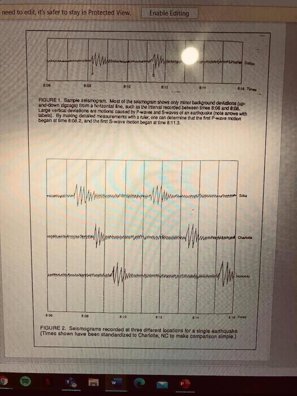 Solved Figure 1 shows a sample seismogram recorded by a | Chegg.com