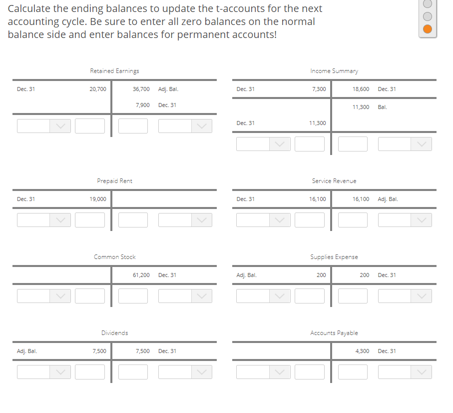 Solved Calculate the ending balances to update the | Chegg.com