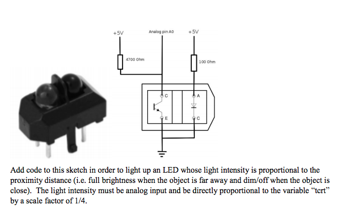 The tcrt5000 IR sensor can detect distance of an | Chegg.com