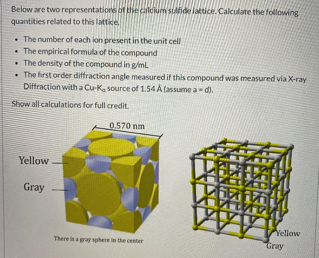 Solved Below are two representations of the caldium sulfide | Chegg.com