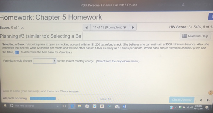 PSU Personal Finance Fall 2017 On-line Homework: | Chegg.com