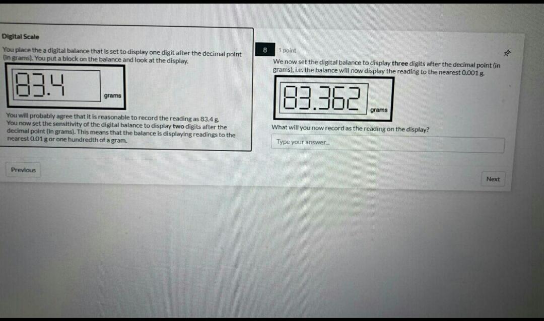 Solved Digital Scale You place the a digital balance that is | Chegg.com