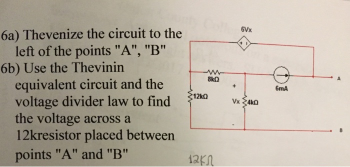 Solved Thevenize the circuit to the left of the points "A", | Chegg.com